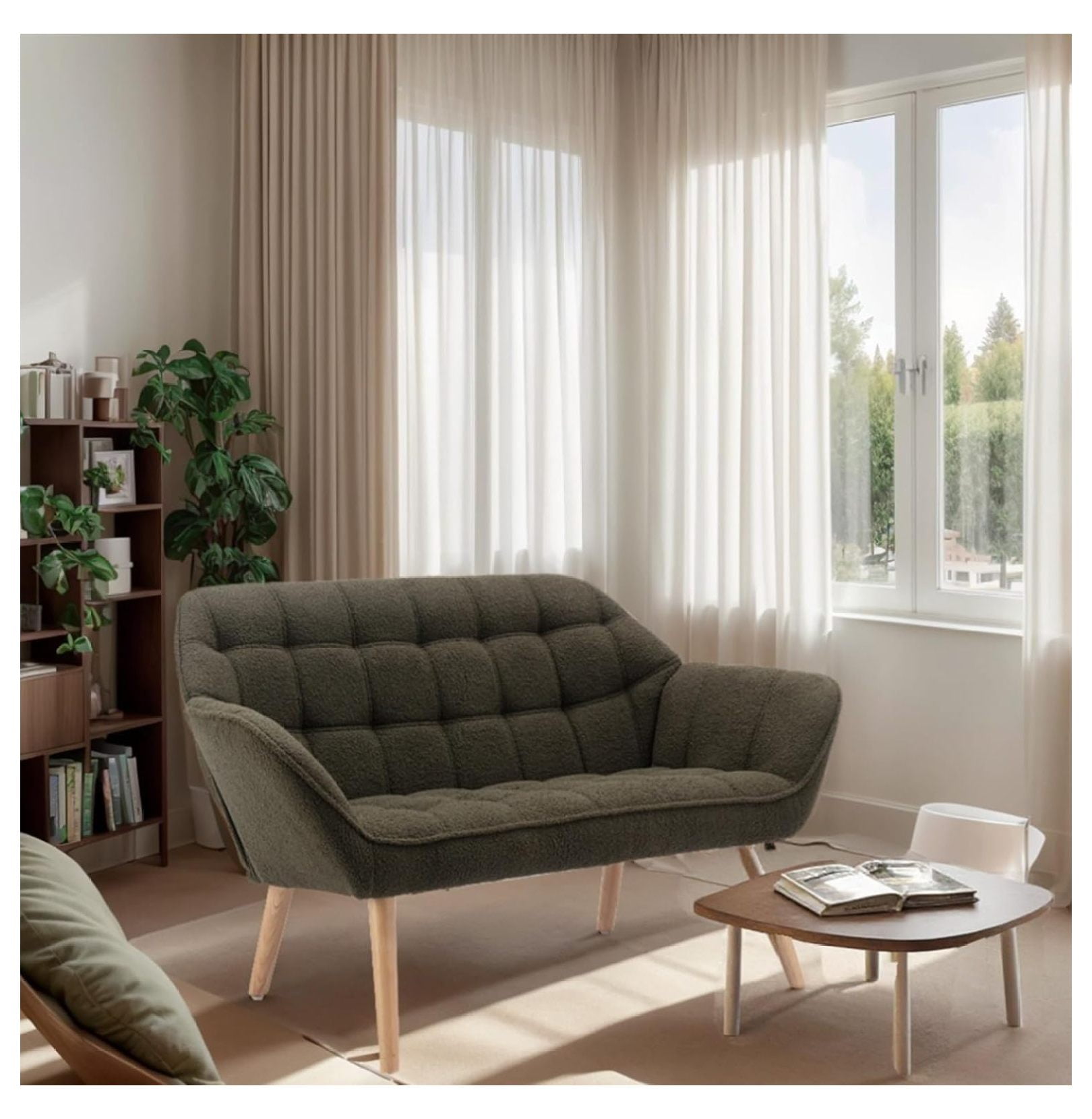 " Small Loveseat for Small Spaces, Upholstered Durable Fluffy Loveseat ...