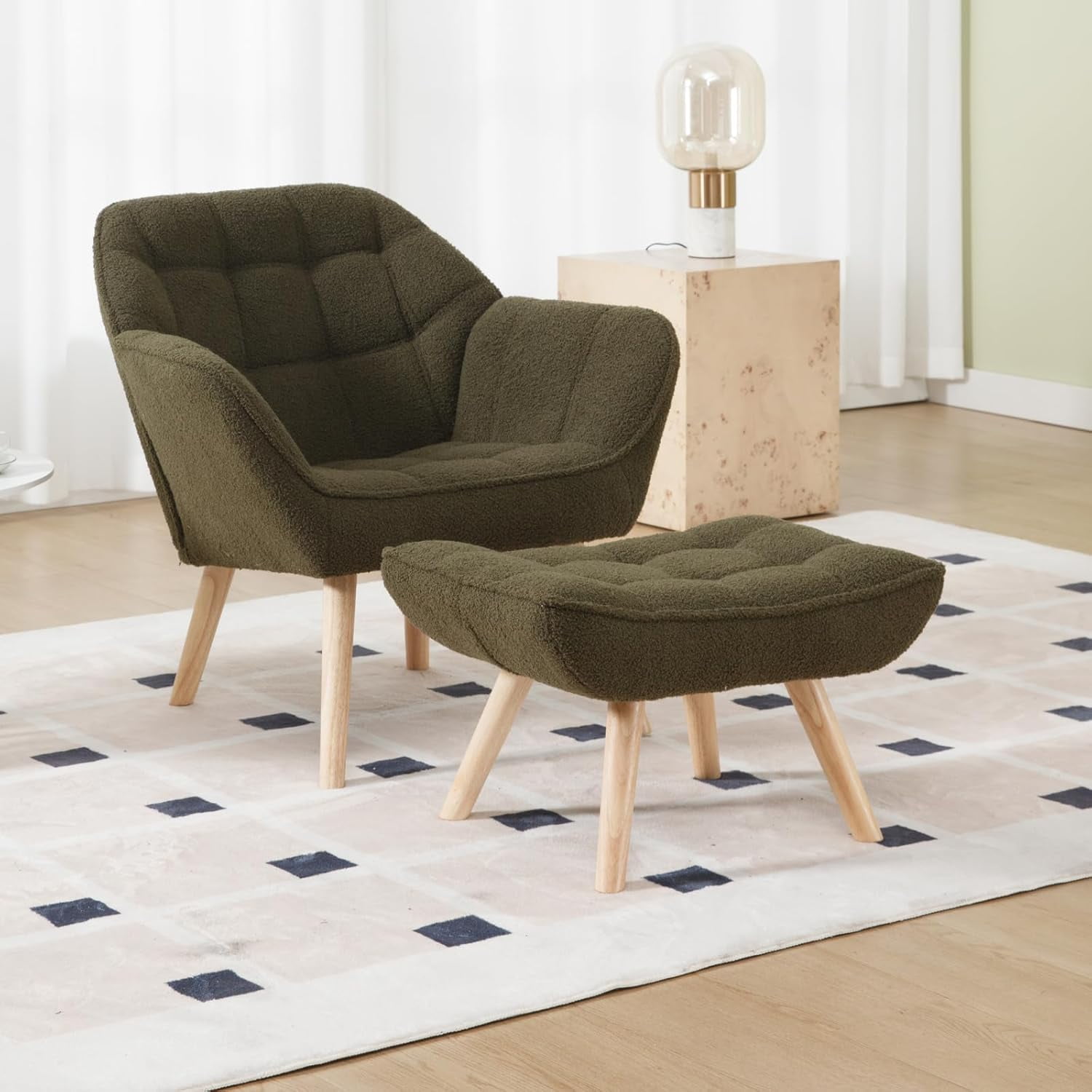 Small Loveseat Sofa, Modern Sherpa Mini Sofa Couch 2-Seater with ...