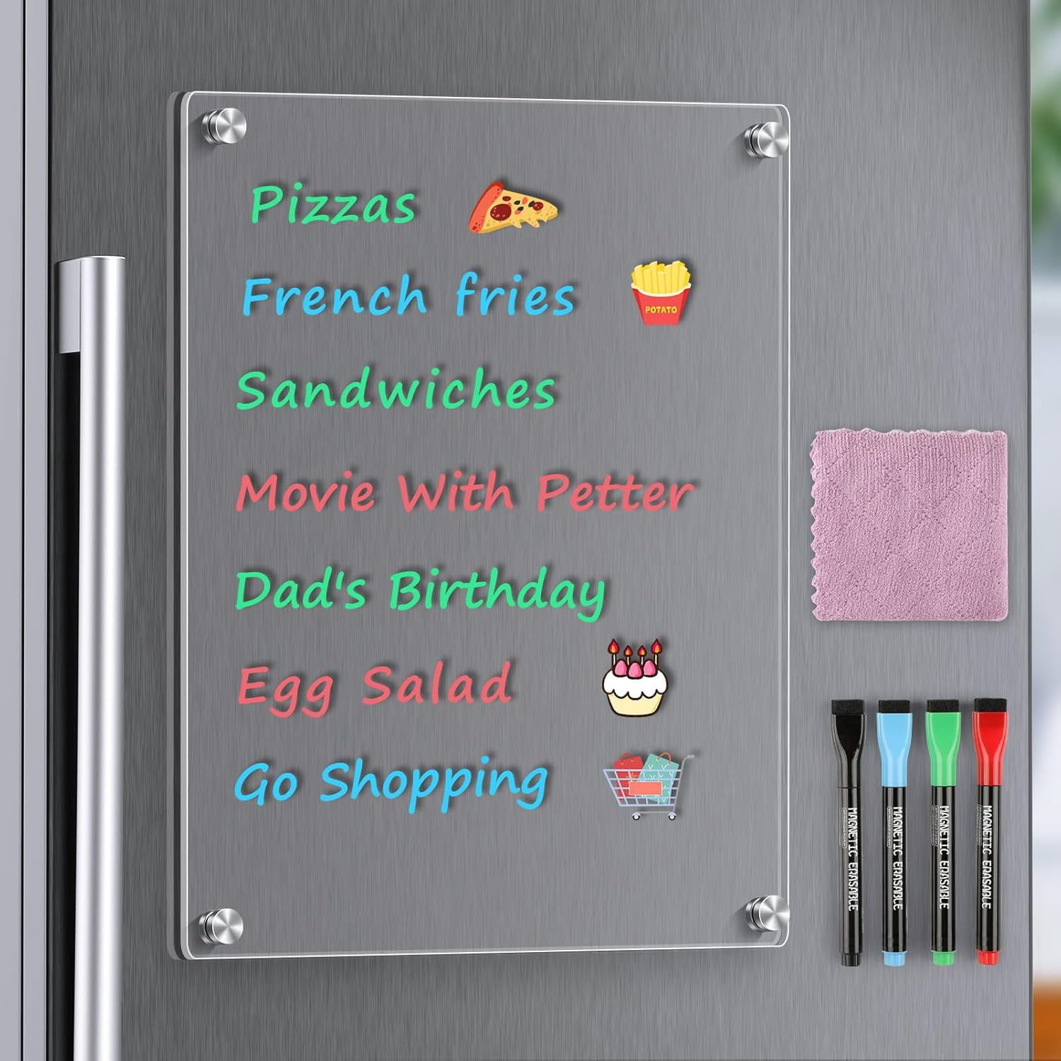 Small Magnetic Dry Erase Board for Refrigerator – 12" x 8" Clear ...