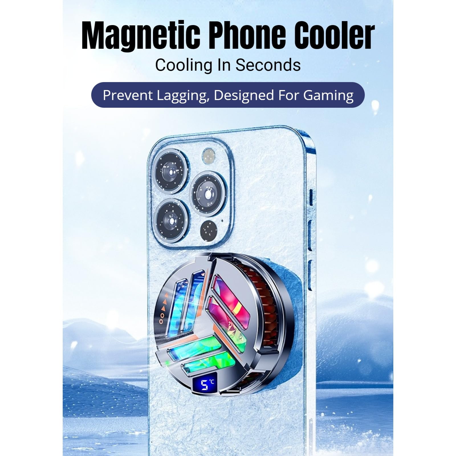 Small Magnetic Phone Cooler for Gaming Compatible with iPhone 12,13 ...
