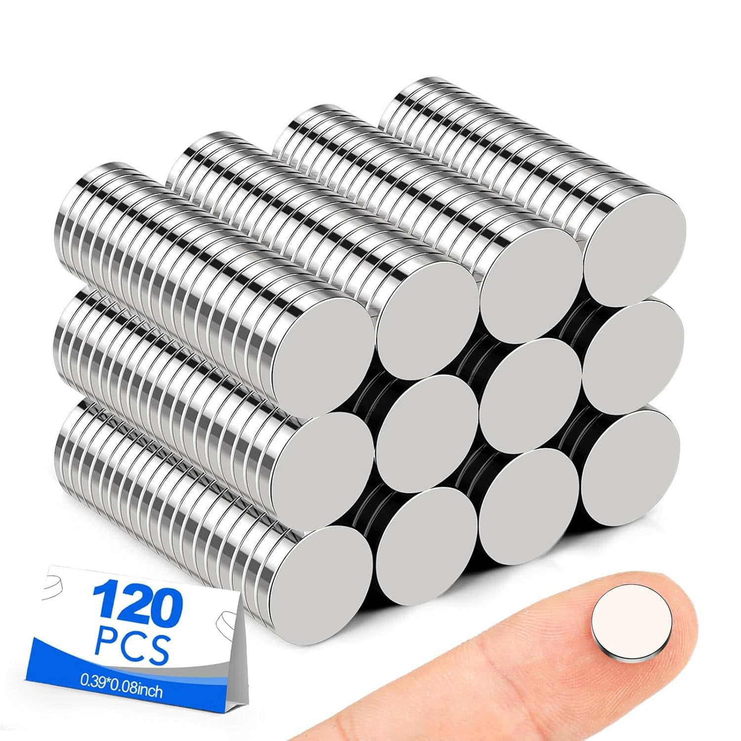 Small Magnets, 120 Pack Refrigerator Magnet 10x2mm Rare Earth Magnets ...