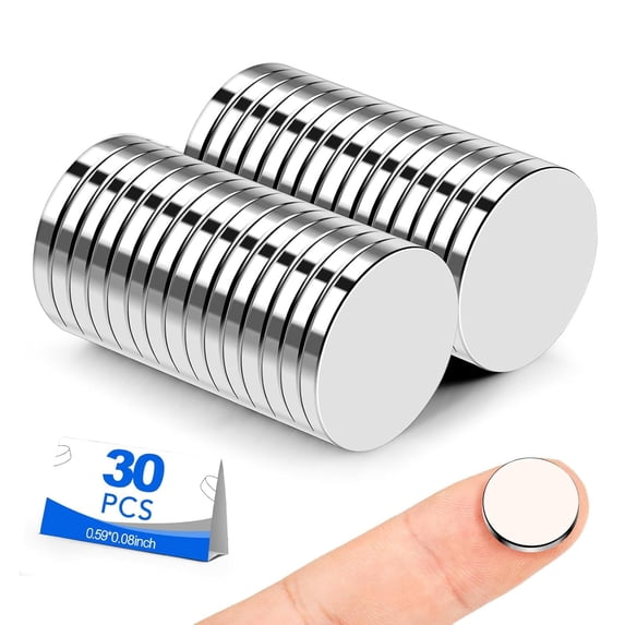 Small Magnets, 30 Pack Refrigerator Magnet 15x2mm Rare Earth Magnets ...