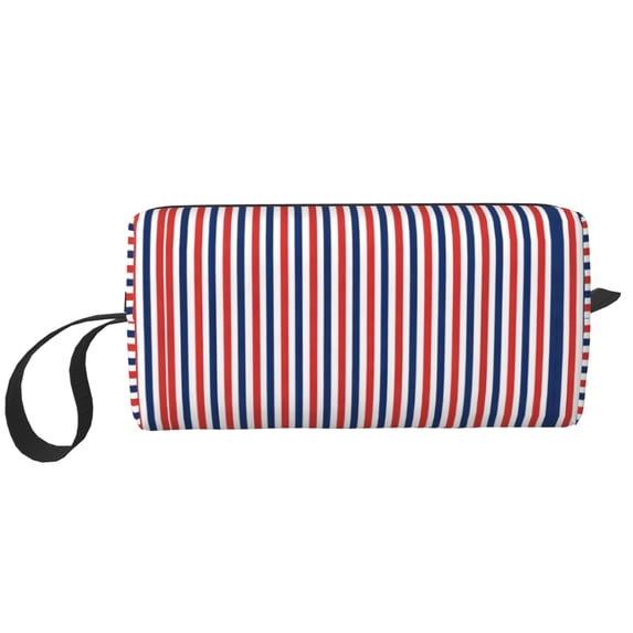 Small Makeup Brush Cosmetic Bag Red White And Blue Striped Travel Water ...