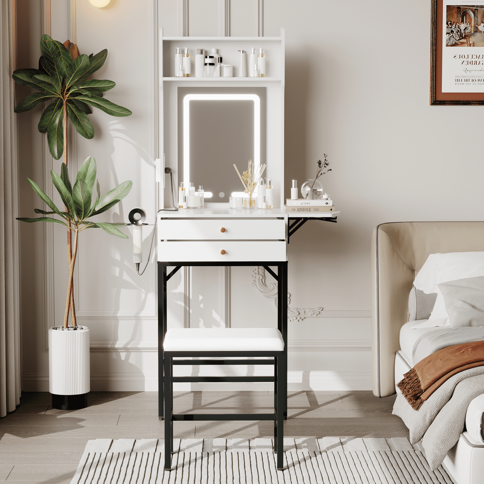 Small Makeup Vanity Desk Set with Mirror,Mini Makeup Vanity with ...
