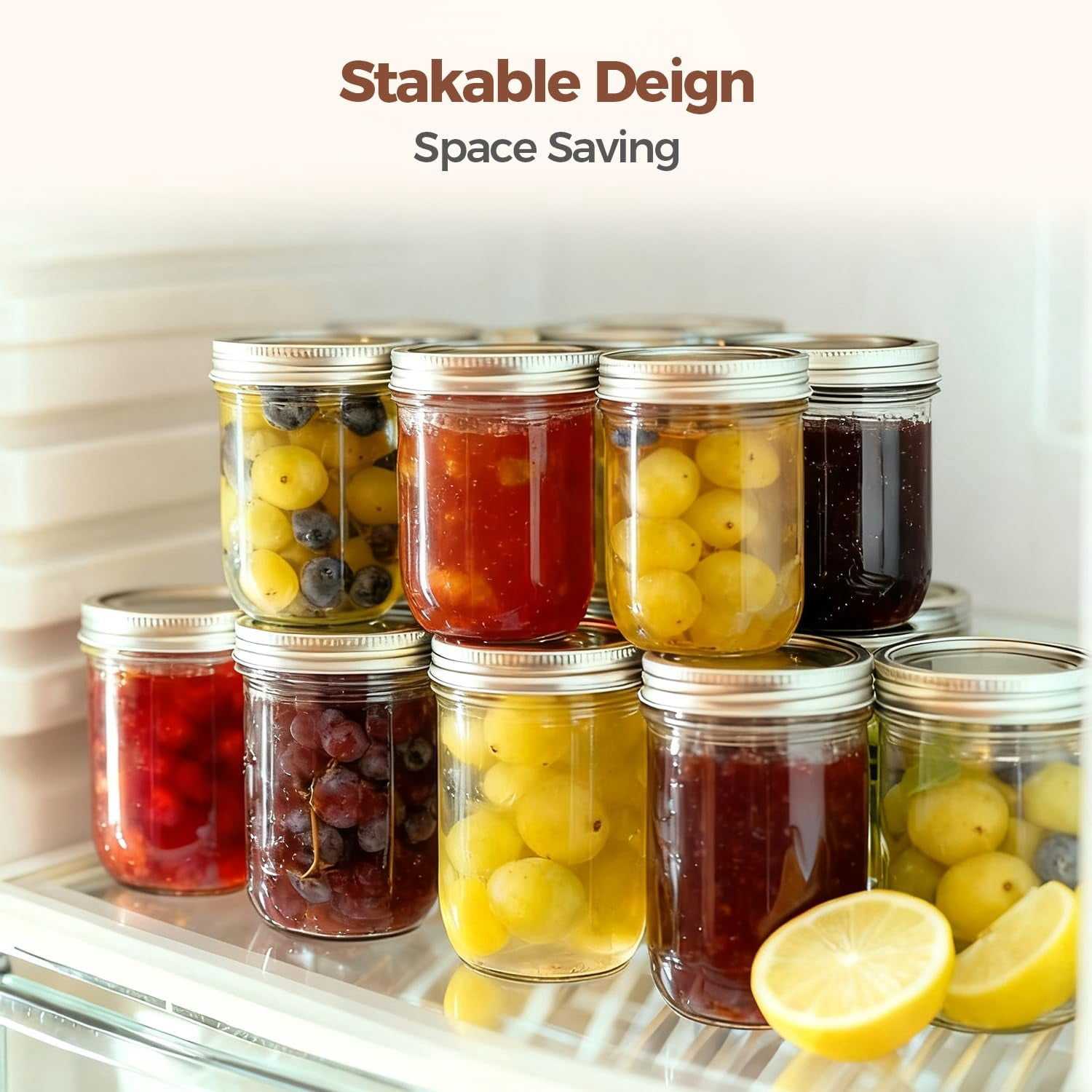 Small Mason Jars 8 oz - 6 Pack, Regular Mouth Mason Jar with Lids and ...