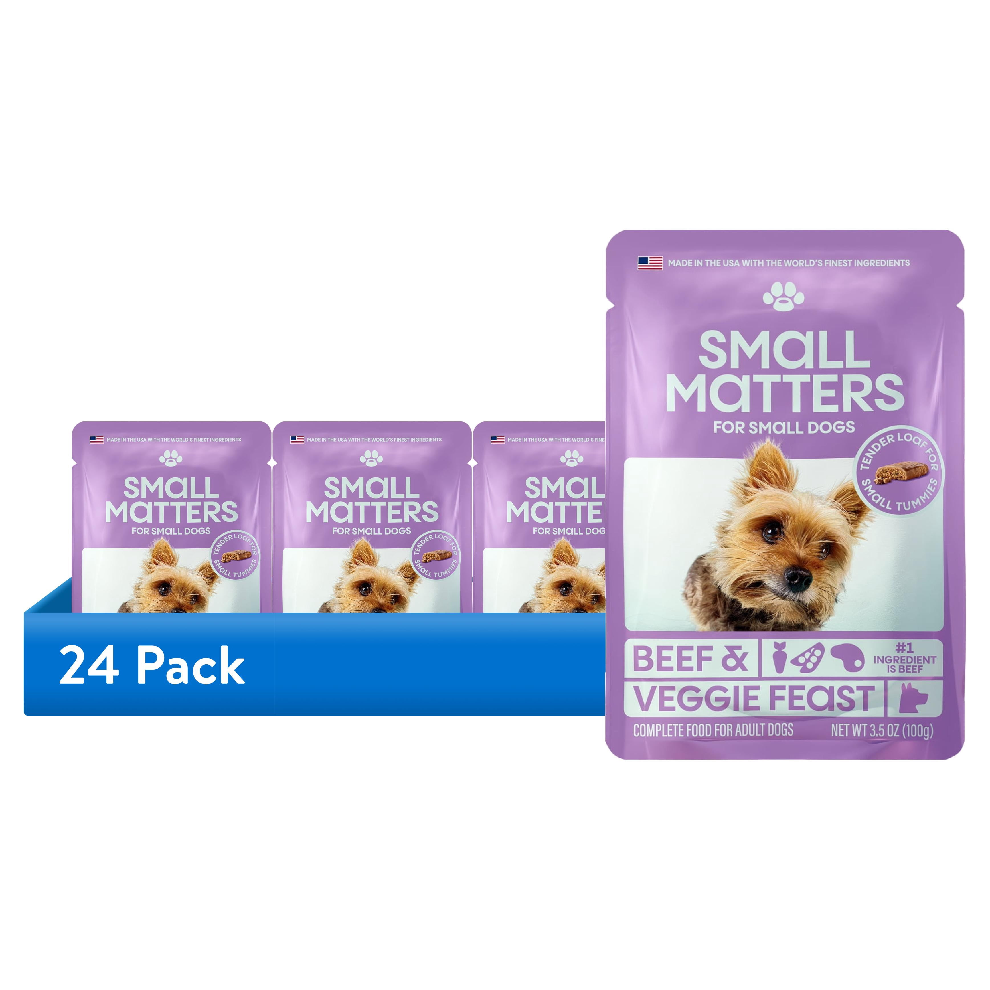(24 pack) Small Matters Adult Dog Food for Small Dogs, Beef & Veggie ...