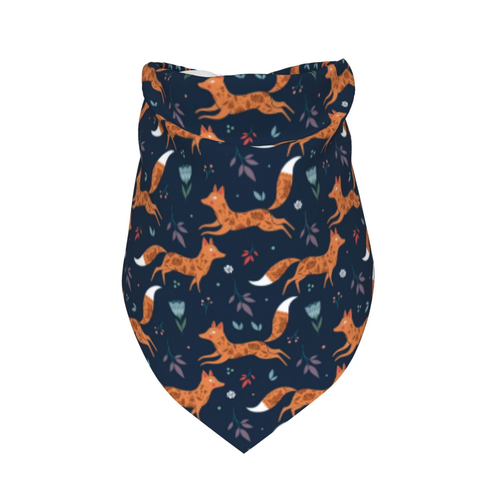 Small Medium Large Dog Bandanas Boy Girl - Fox with Flower Pattern Soft ...