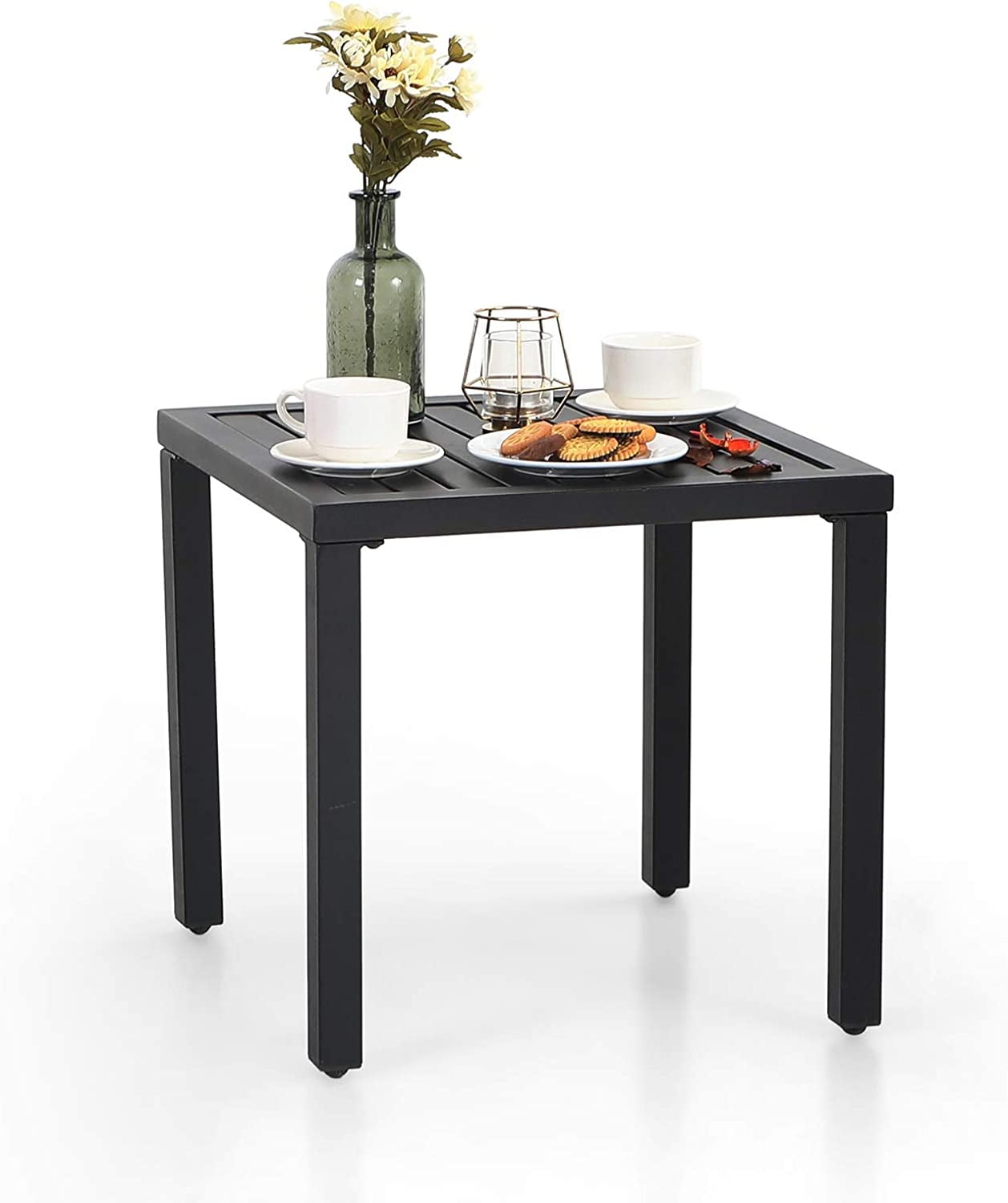 Small Metal End Side Table, Indoor Outdoor Square Bistro Tables ...