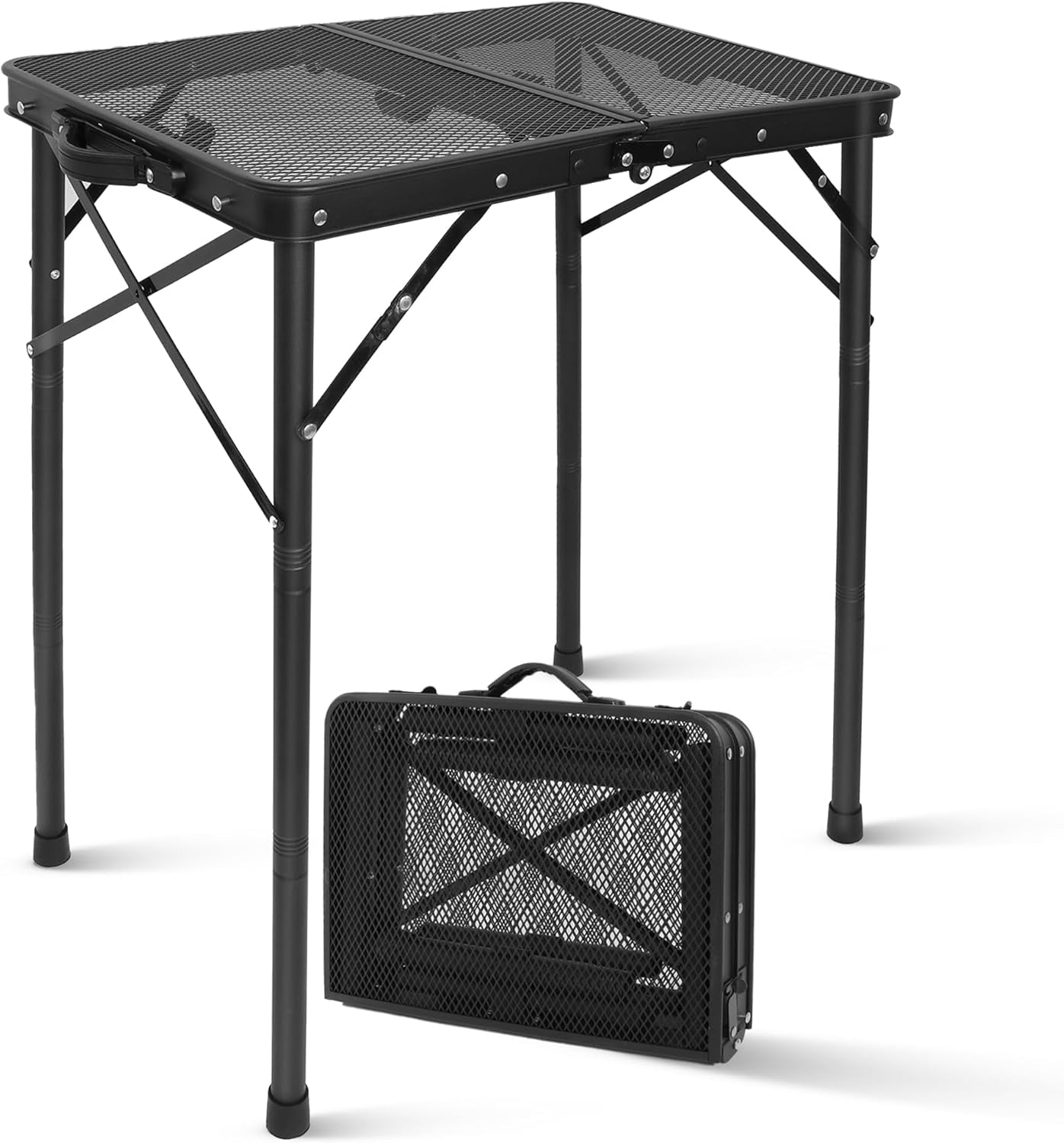Small Folding Grill Table for Outside, 3 Heights Adjustable Lightweight ...