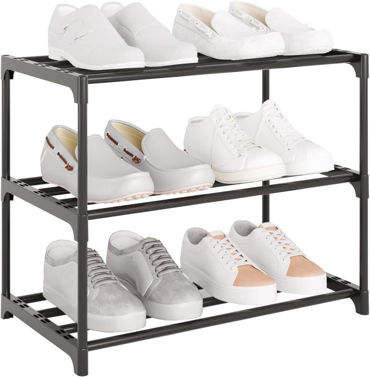 Small Metal Shoe Rack,Stackable Shoe Shelf Storage Organizer for ...