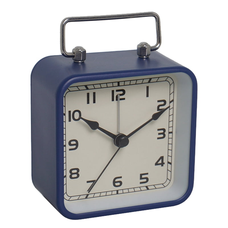Small Metal Square Alarm Clock Desktop Silent Clock Students Sleep ...