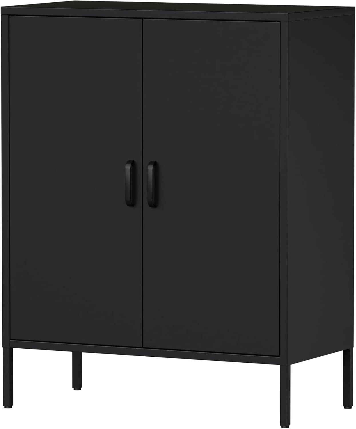 Small Metal Storage Cabinet with Doors and Shelves (Black, 40" H ...