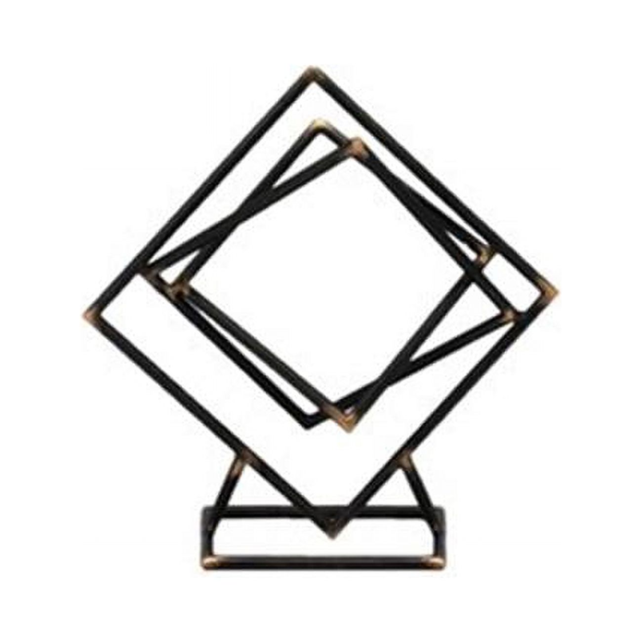 Small Metal Tangled Squares Abstract Sculpture on Square Base, Gunmetal ...