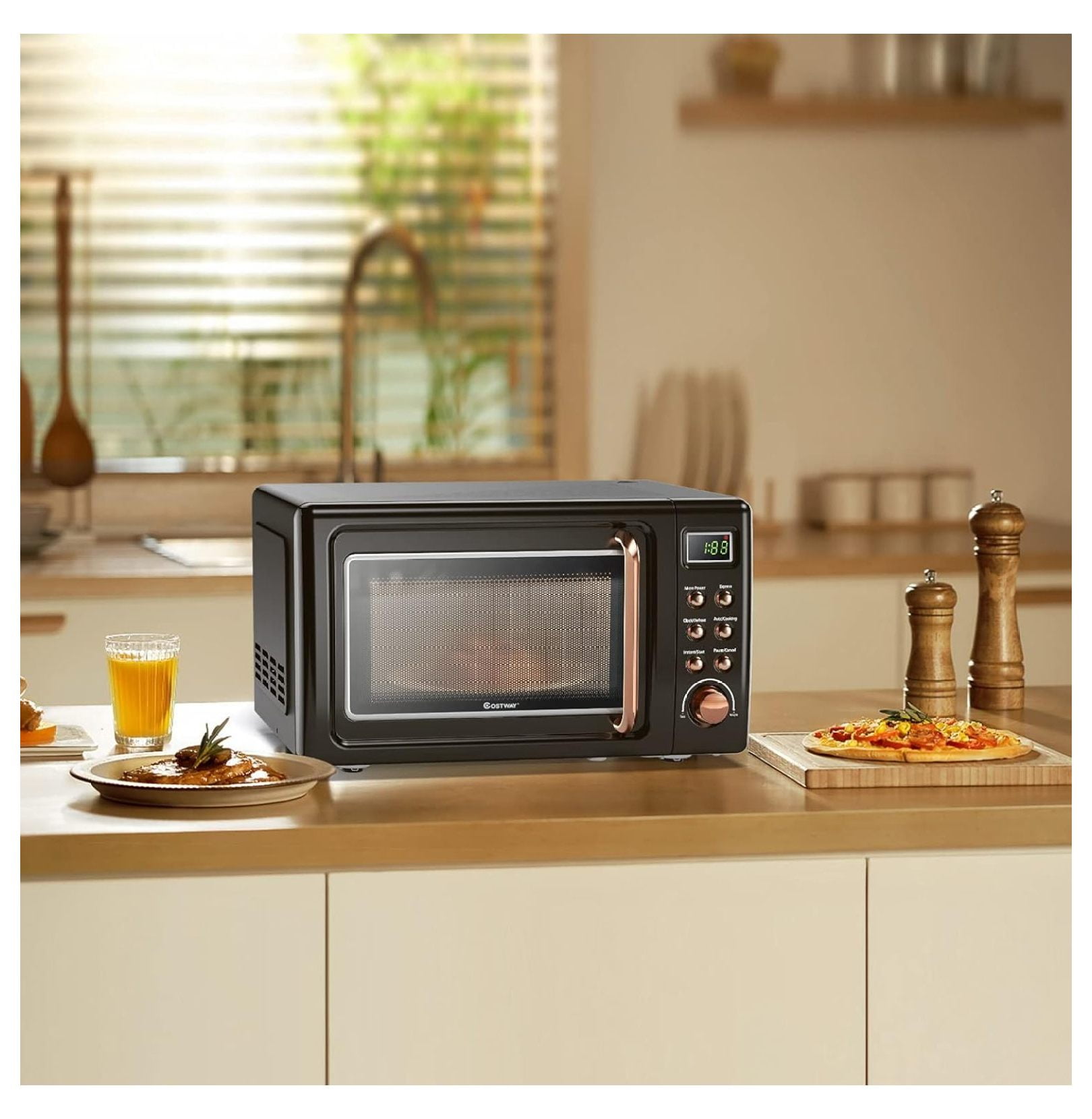 Small Microwave, 0.7Cu.ft 700 Watt Countertop Microwave with 5 Micro ...