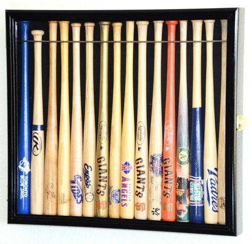 Small Mini 18" Baseball Mini Bat Display Case Cabinet Holder Rack w/98% ...