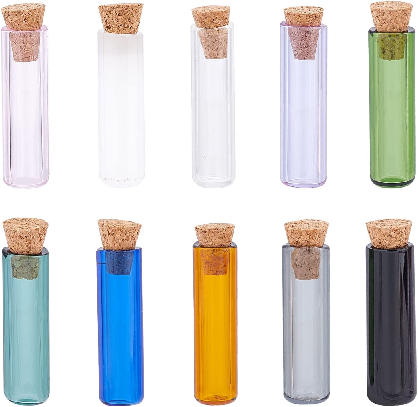 Small Mini Glass Jars Bottles with Cork Stopper 10 Colors Tube Wishing ...