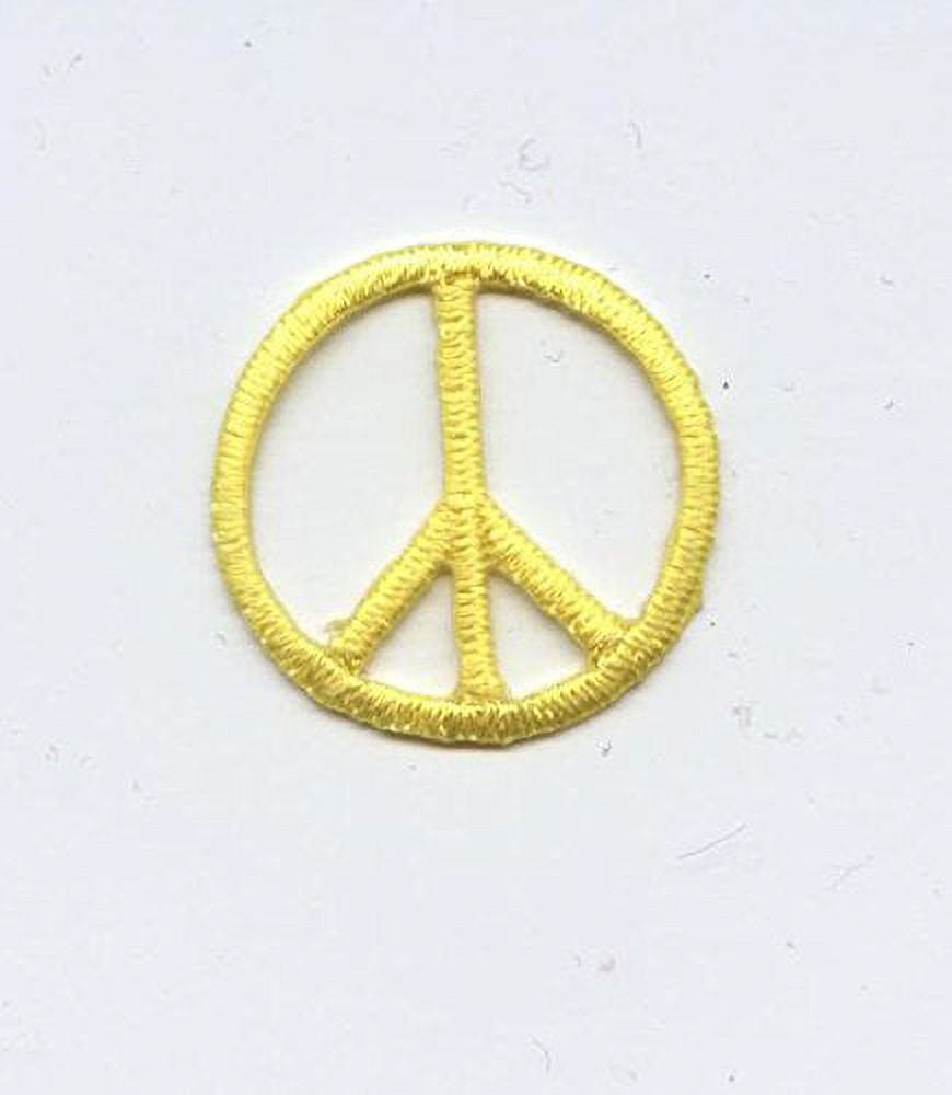 Small/Mini - Yellow Peace Sign - Iron on Applique/Embroidered Patch ...
