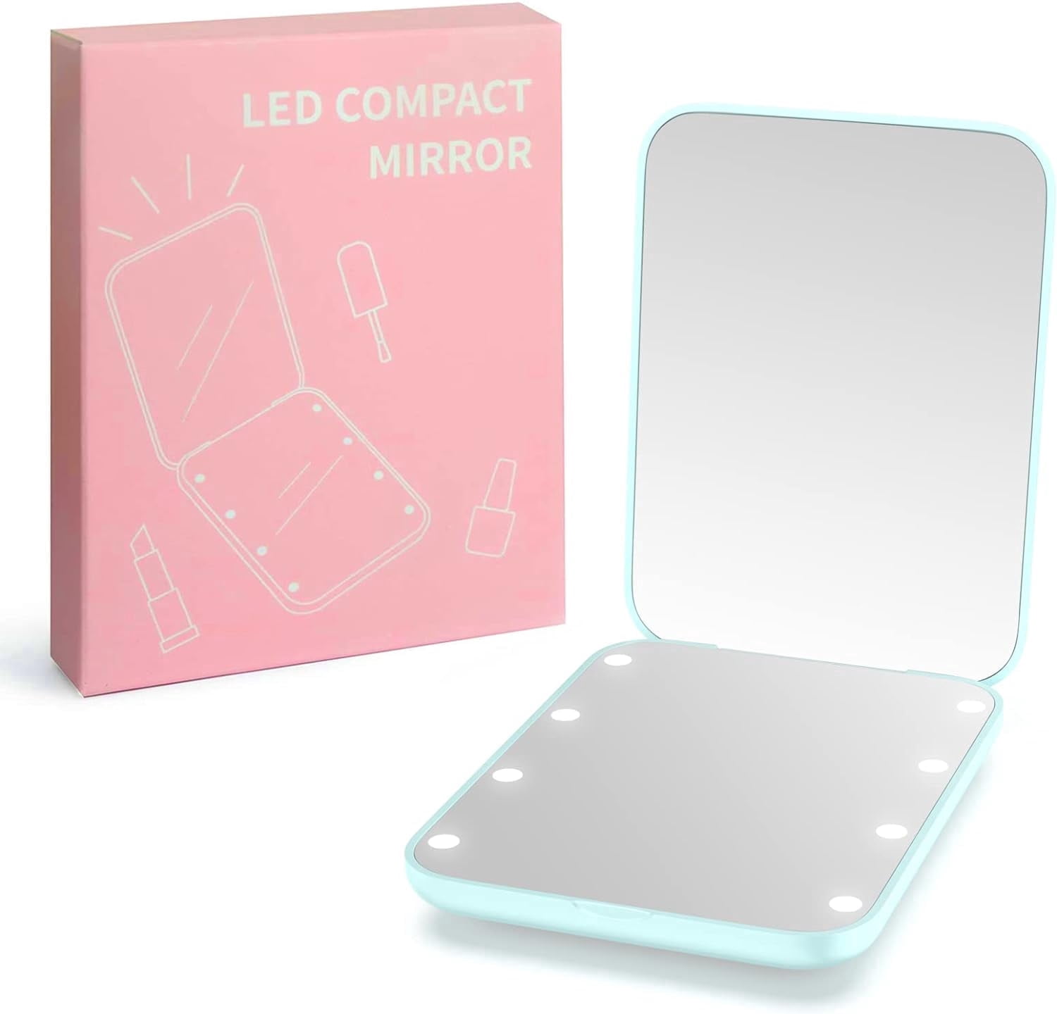 Wobane Pocket Mirror, 1X/3X Magnification LED Compact Travel Makeup ...