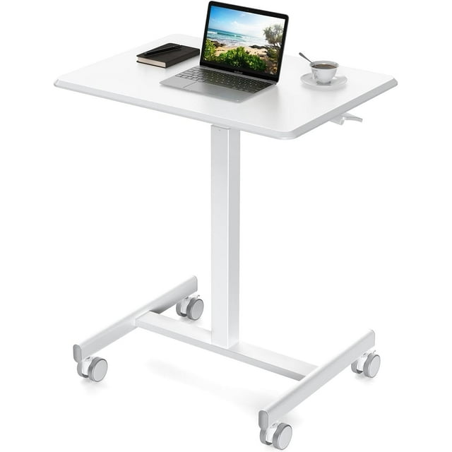 Small Mobile Rolling Standing Desk - Overbed Table, Teacher Podium with ...