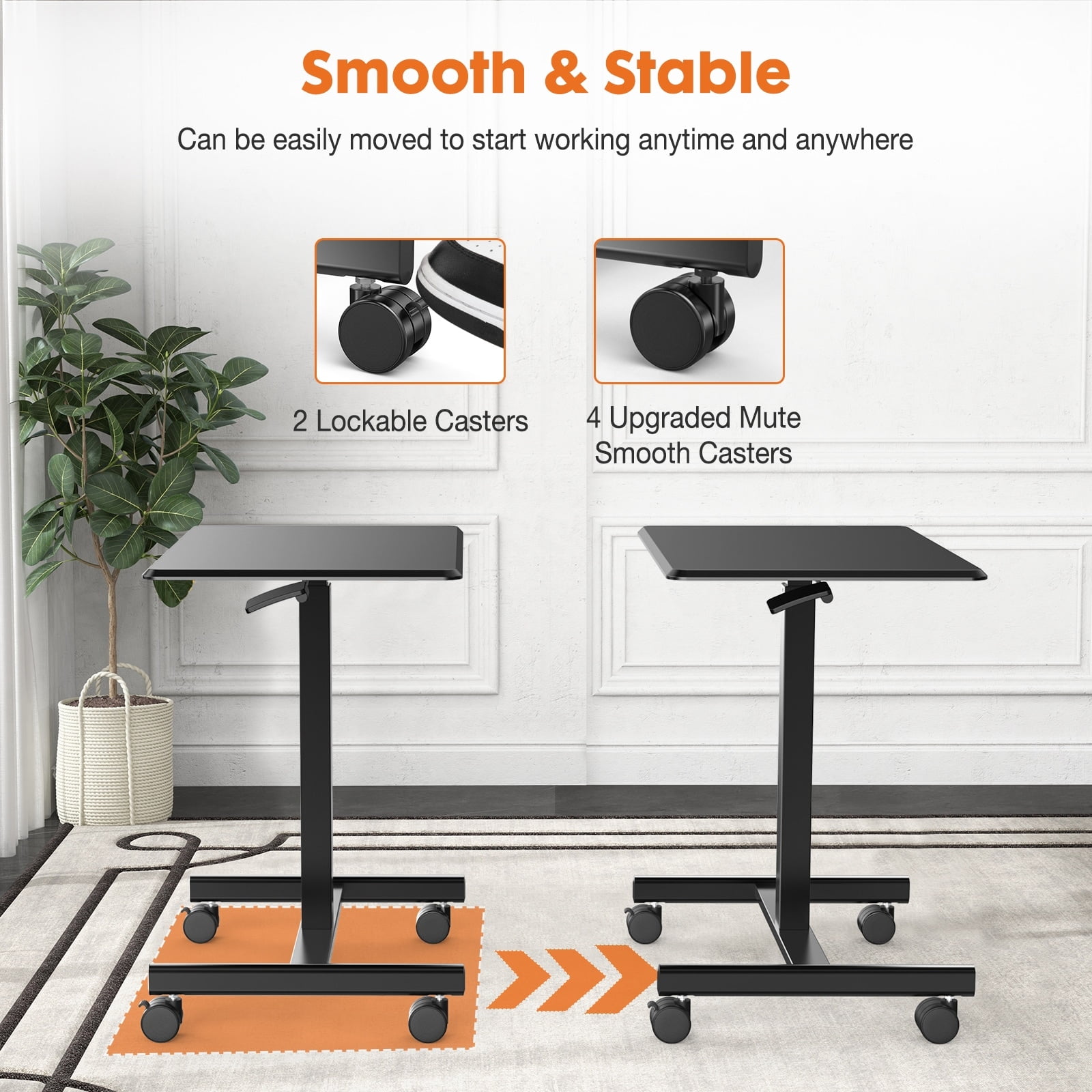 Small Mobile Rolling Standing Desk Rolling Desk Laptop Computer Cart ...