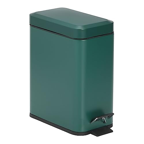 Small Modern 1.3 Gallon Rectangle Metal Lidded Step Trash Can, Compact ...