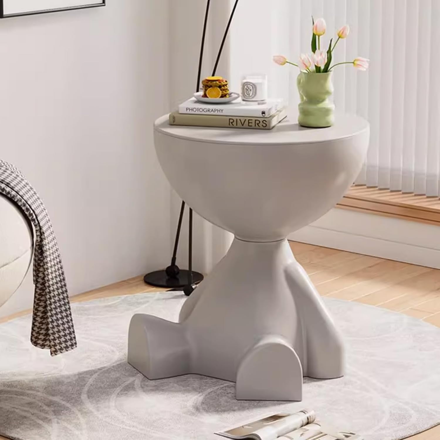 Small Modern Bowl-Shaped Side Table, Sculptural Round Storage Table ...