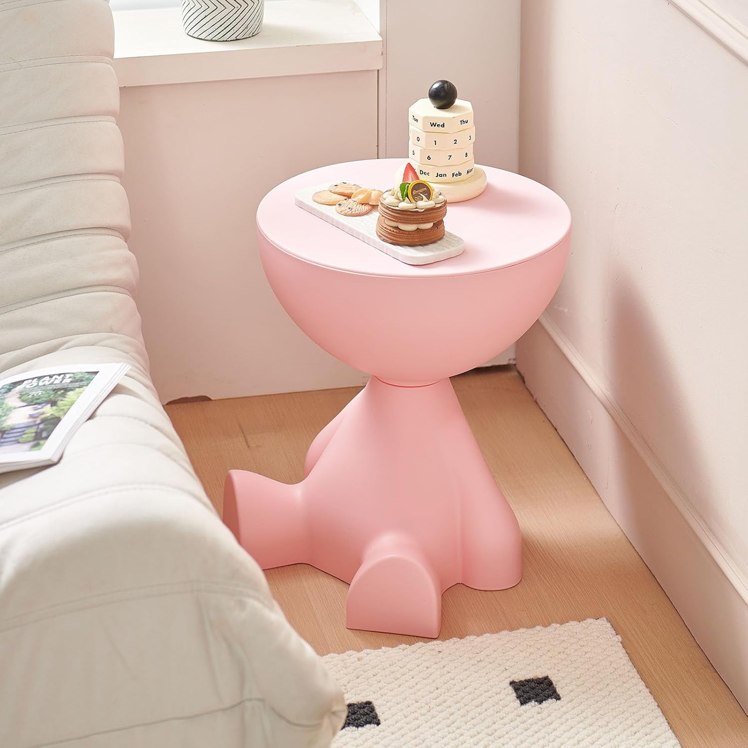 Small Modern Bowl-Shaped Side Table, Sculptural Round Storage Table ...