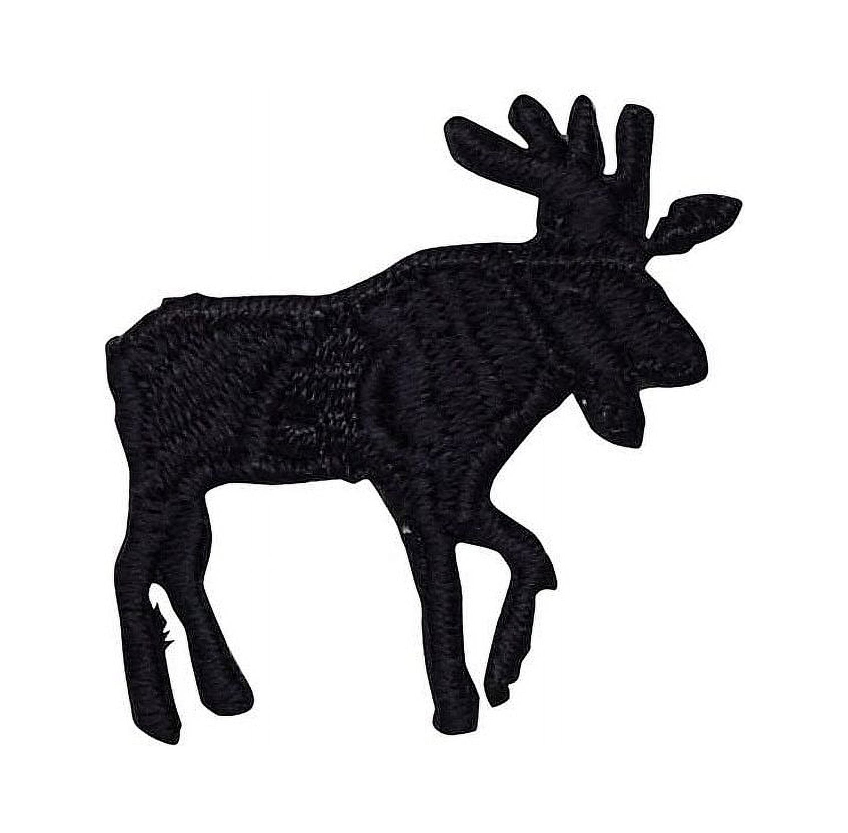 Small - Moose Silhouette - Black - Facing Right- Iron On Embroidered ...