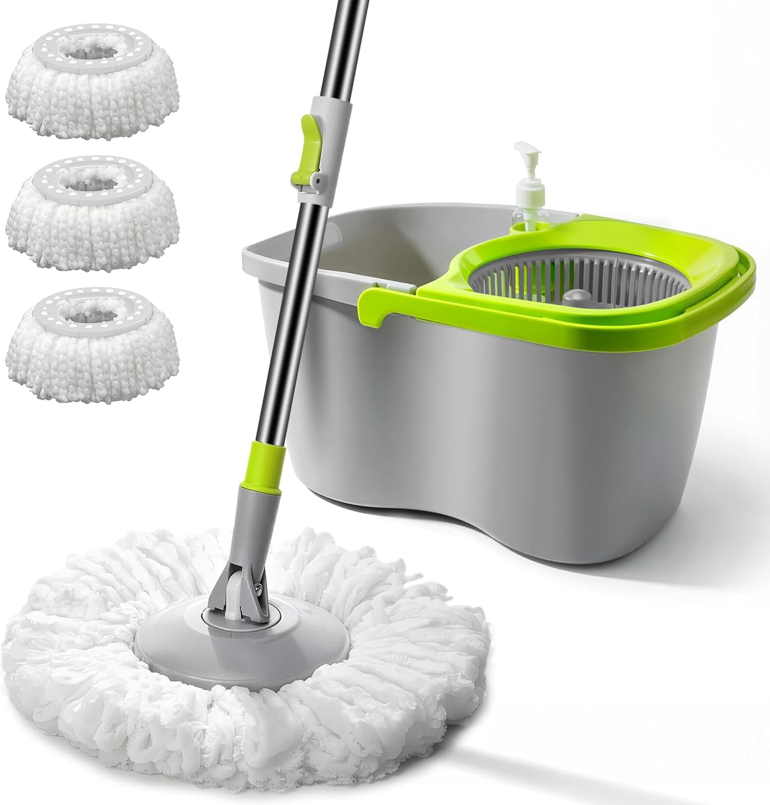Small Mop and Bucket with Wringer Set, Spin Mop Cleaning System with 3 ...