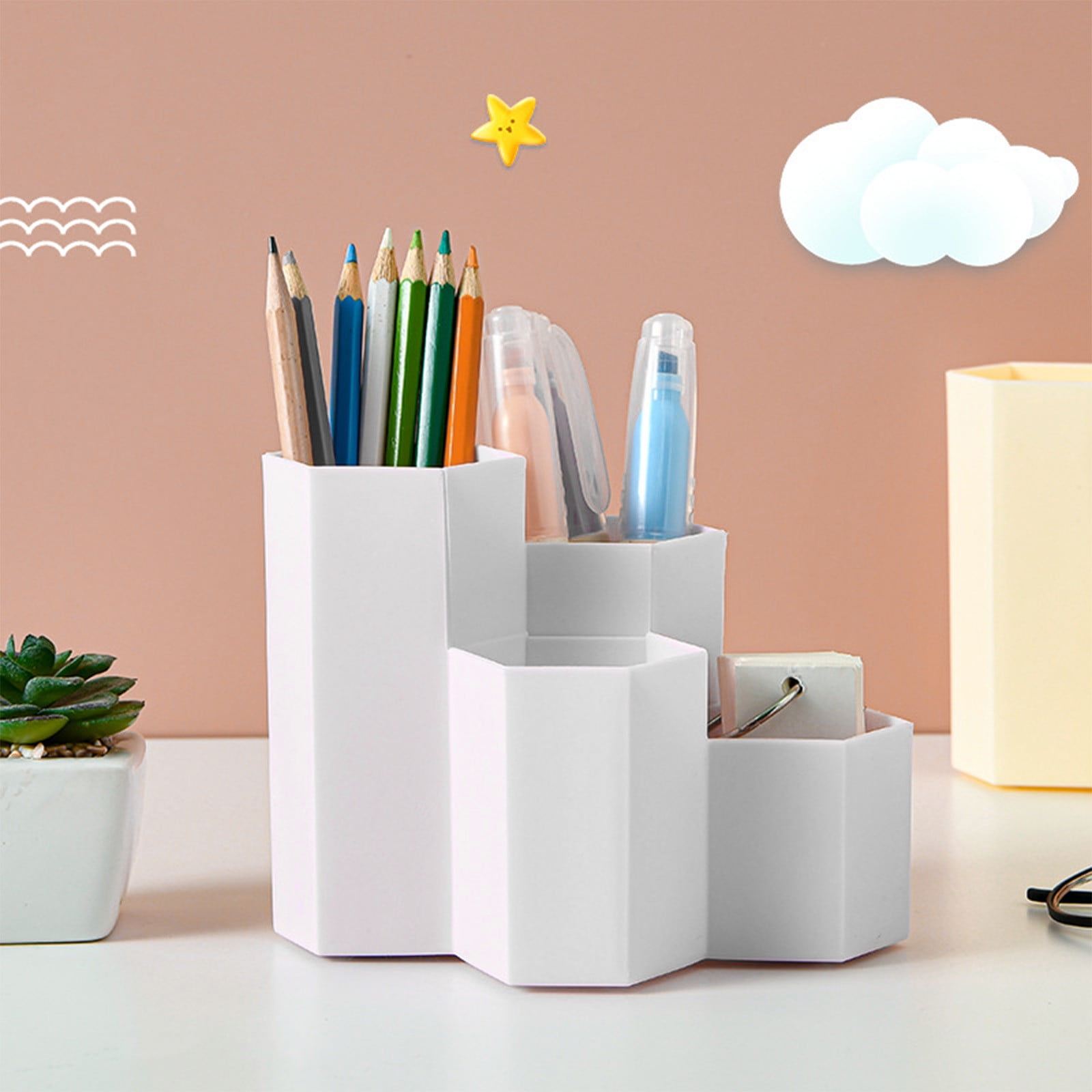 Small Multifunctional Organizer, Plastic Desk Caddy with Multiple ...