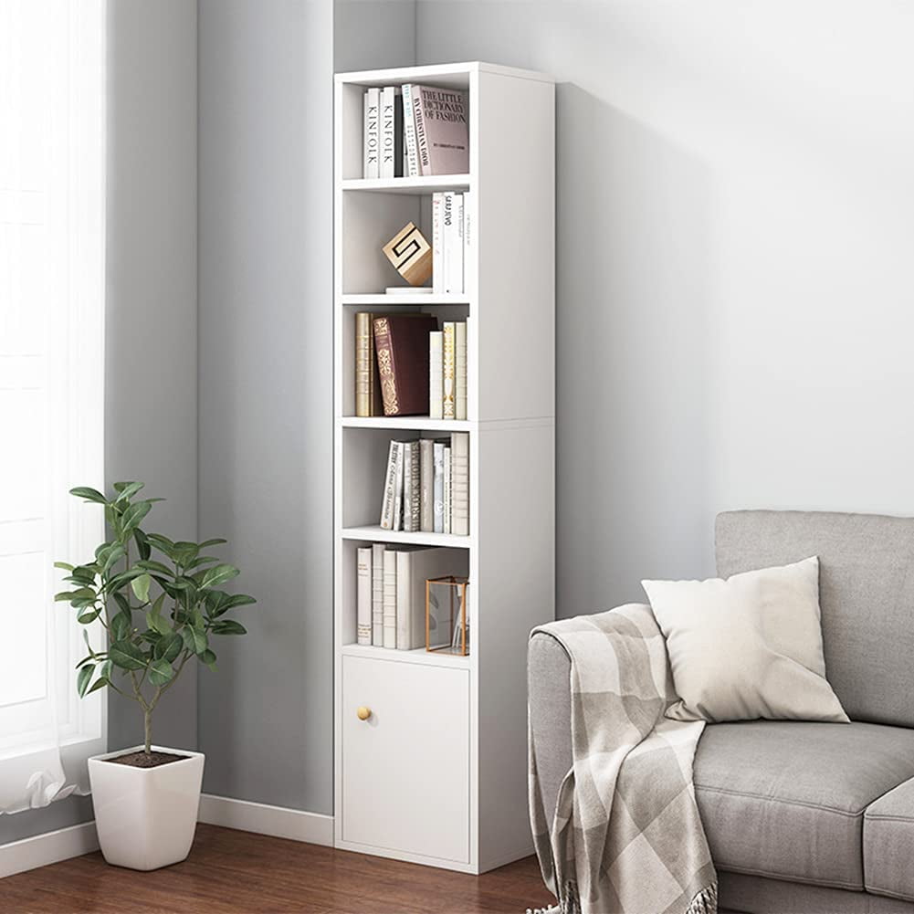 Small Narrow Corner Bookcase - 59" Tall Free Standing Gap Storage ...