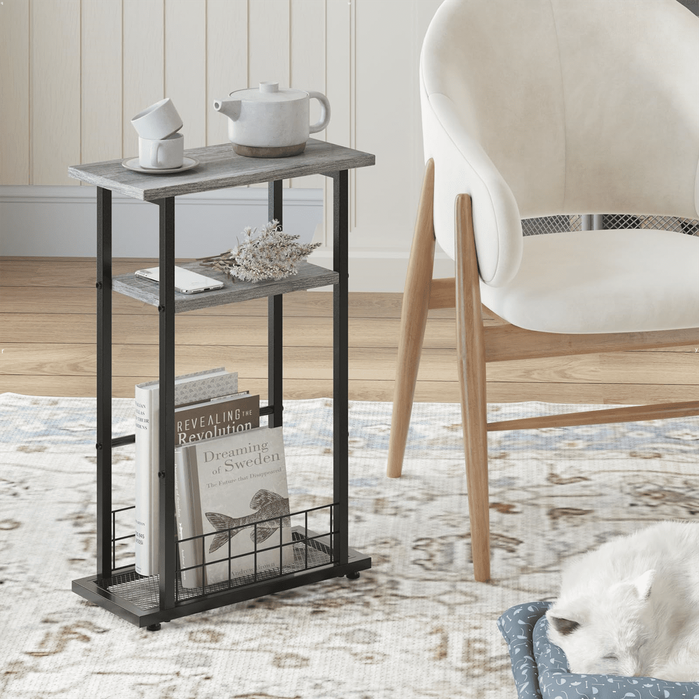 Small Narrow Side Table, Skinny End Table for Small Spaces, Narrow End ...