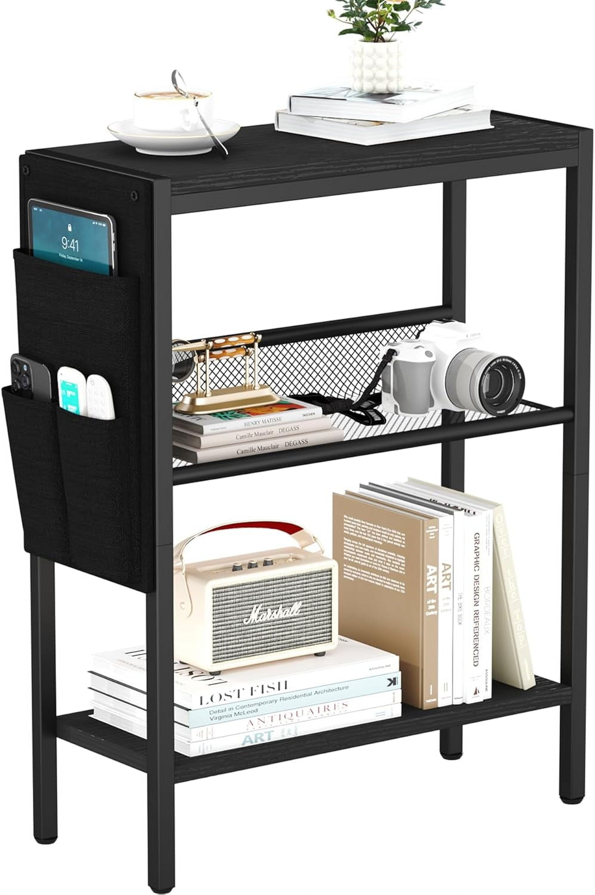 Small Narrow Side Table for Small Spaces, Slim End Table with Storage ...