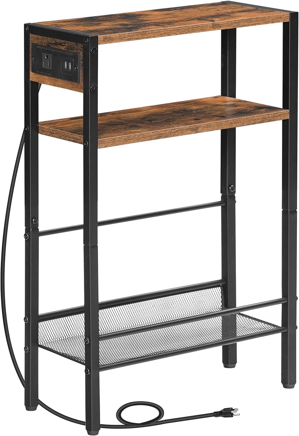 Small Narrow Side Table with Charging Station Slim Nightstand with USB ...