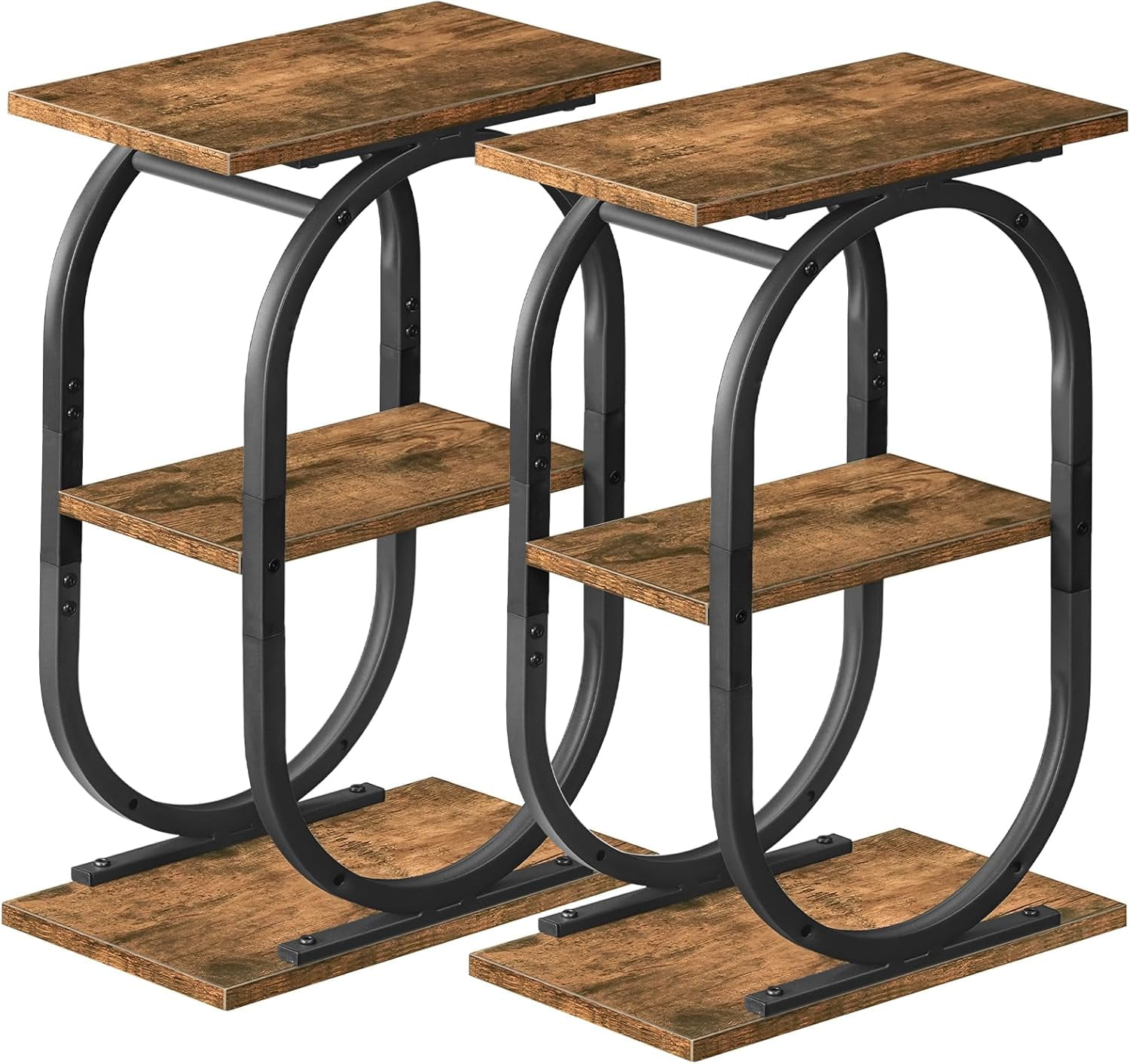 Small Narrow Side Tables, Set of 2, 3-Tier Slim End Table, Skinny Sofa ...