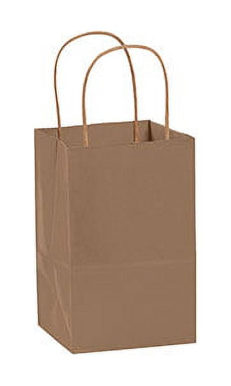 Small Natural Kraft Paper Shopping Bags - 5 ¼”L x 3 ½”D x 8 ½”H - Case ...