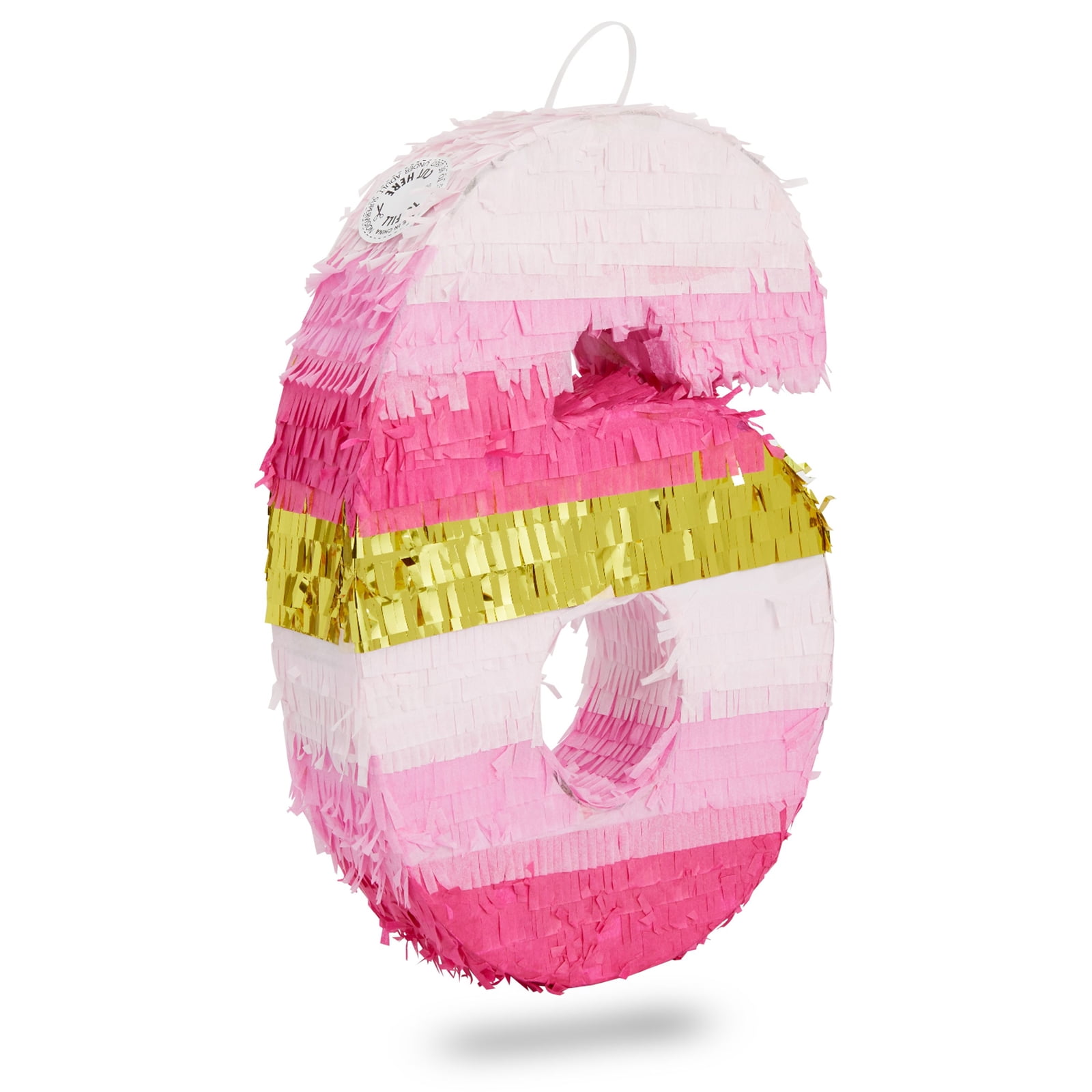 Number 6 Pinata, Pink and Gold Foil for Girls 6th Birthday Party ...