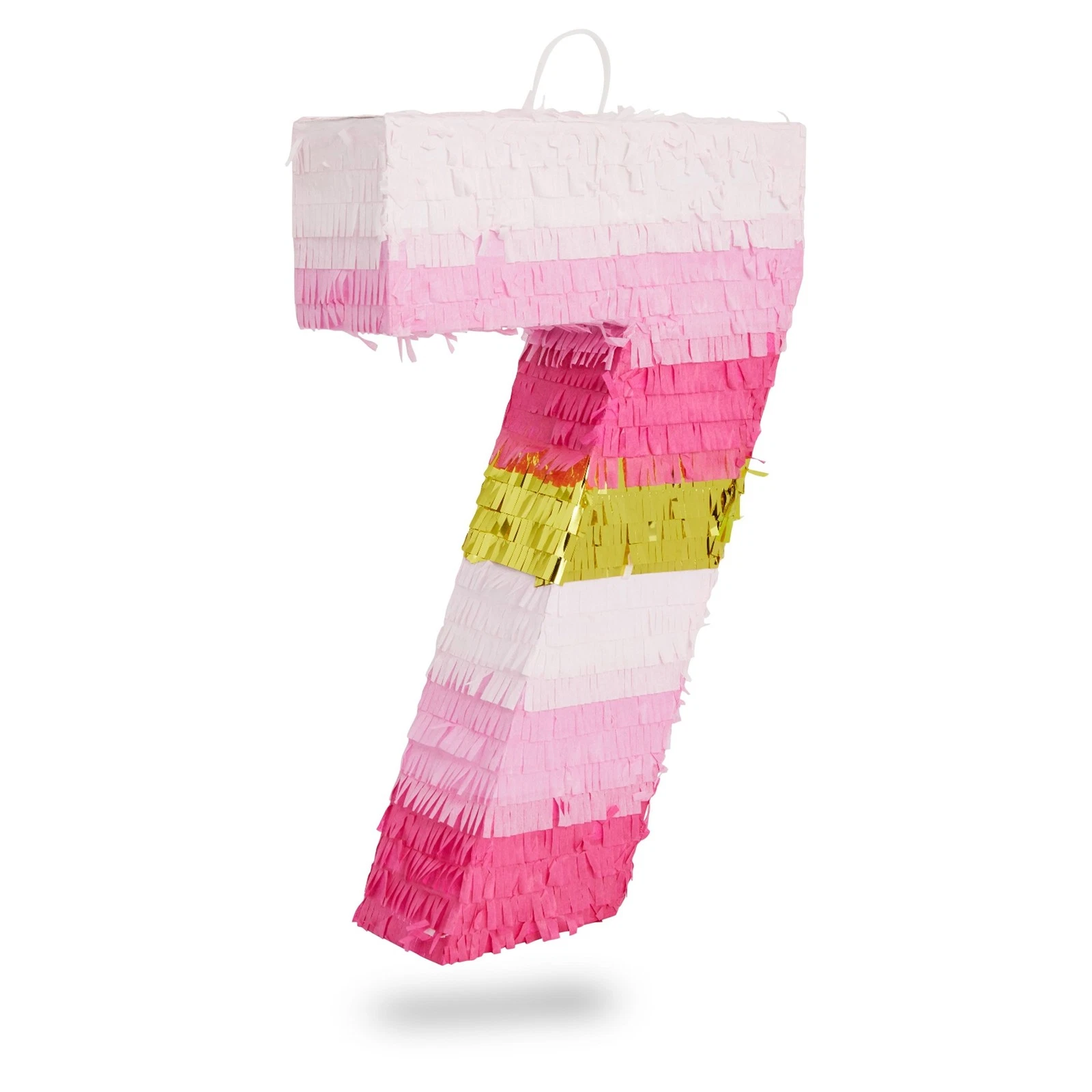 Small Number 7 Gold Pink Pinata, 7th Birthday Party Supplies, 11.7x10 ...