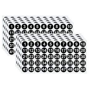 NAVADEAL 2" & 3” Round Number 1-50 Adhesive Stickers in Blue, Red ...