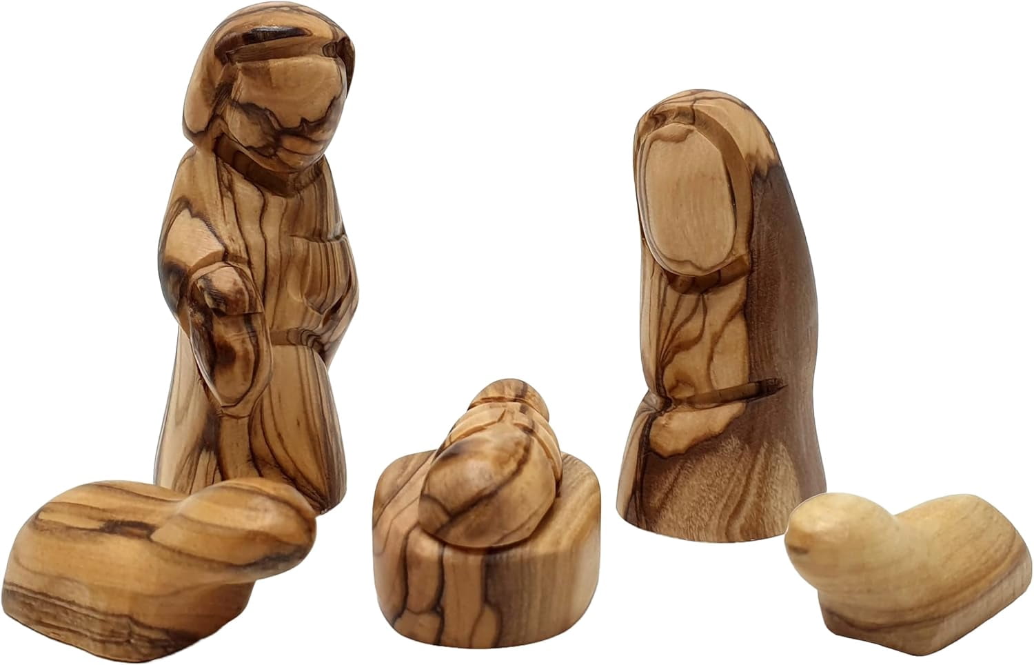 Small Olive Holy Family Figurines - Hand-Carved Nativity Set Scene with ...