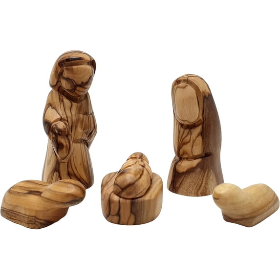 Small Olive Holy Family Figurines - Hand-Carved Nativity Set Scene with ...