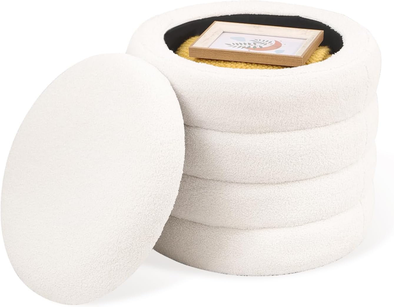 Small Ottoman Storage Sherpa Foot Rest for Couch Teddy Foot Stools ...