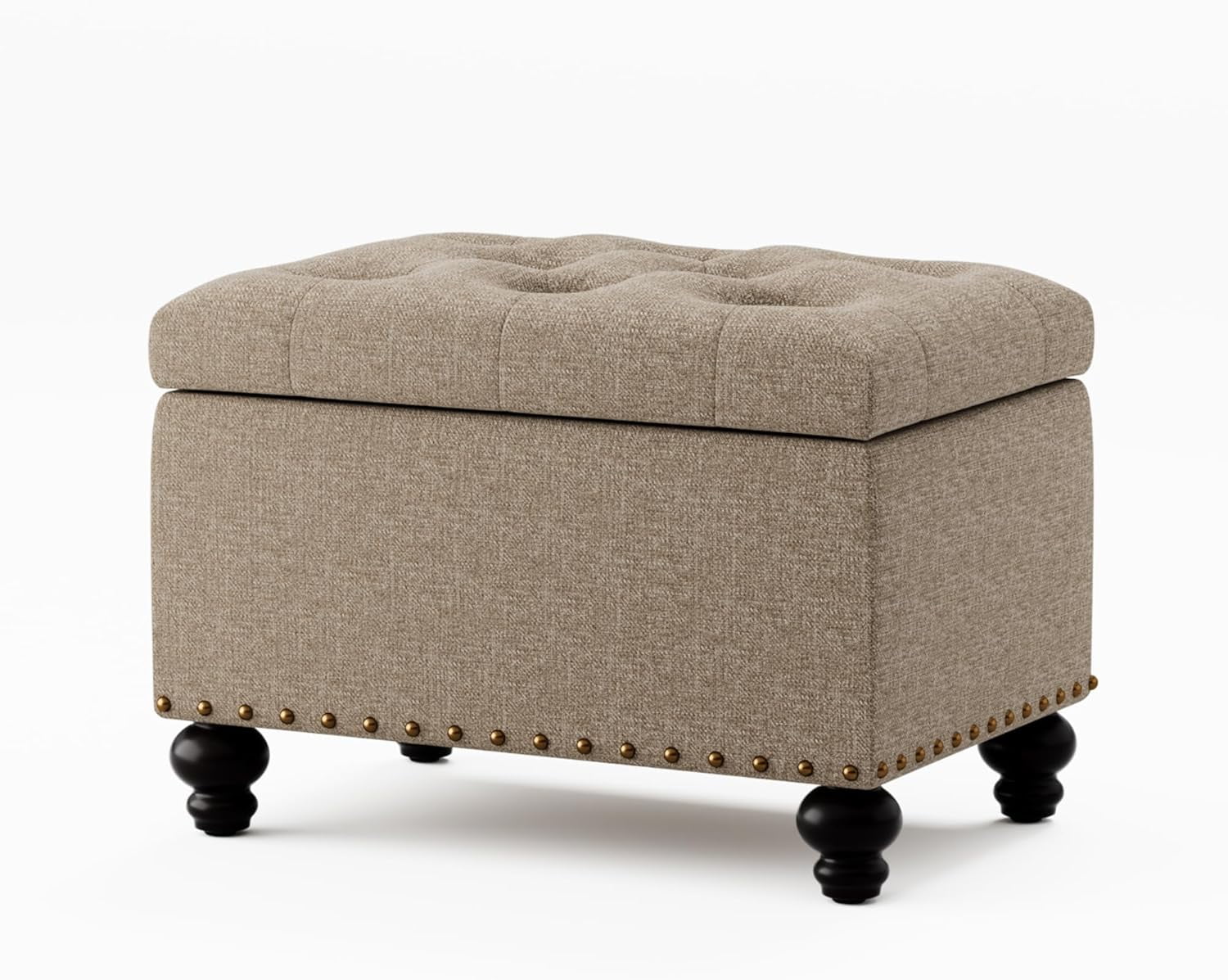 Small Ottoman with Storage, Upholstered Button Tufted Ottoman Foot Rest ...