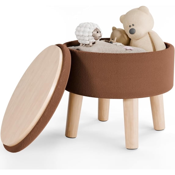 Small Ottoman with Storage, Small Foot Stool Ottoman with Wood Legs ...