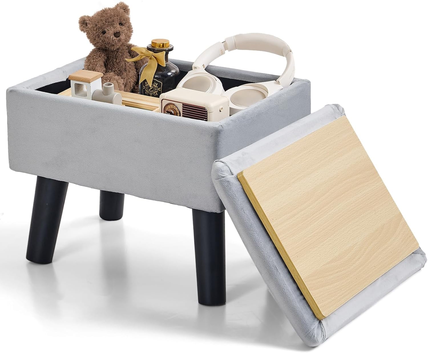 Small Ottoman with Storage, Small Foot Stool with Storage, Velvet ...