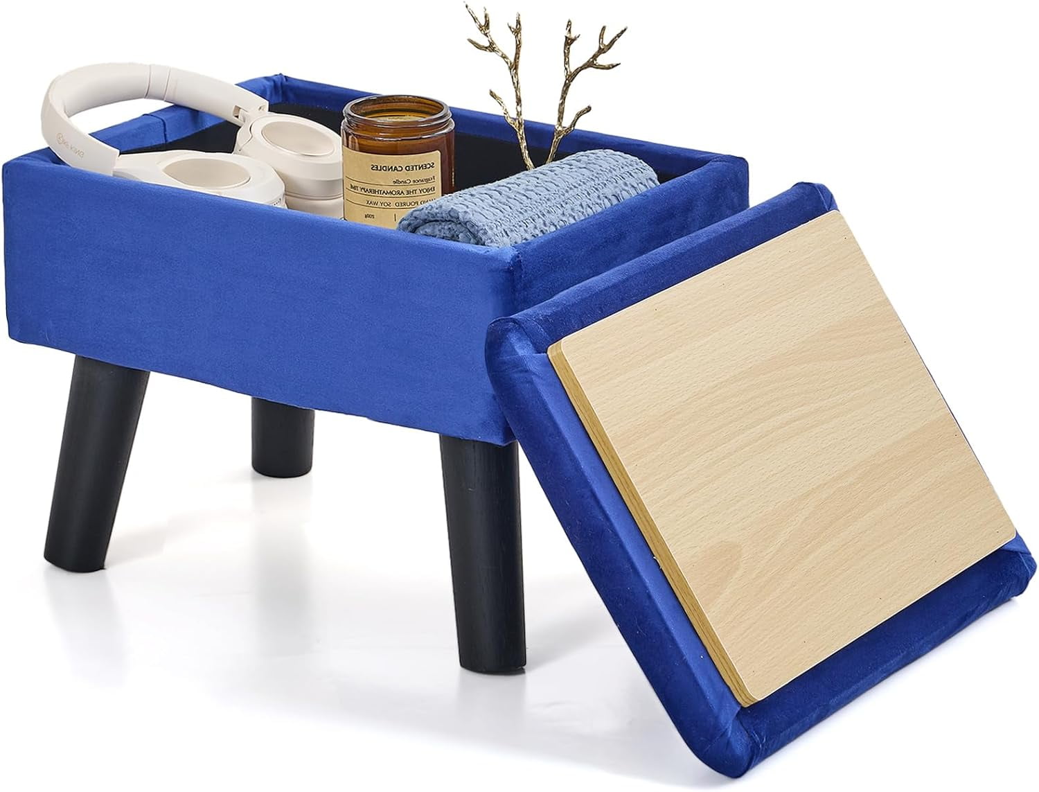 Small Ottoman with Storage, Small Foot Stool with Storage, Velvet ...