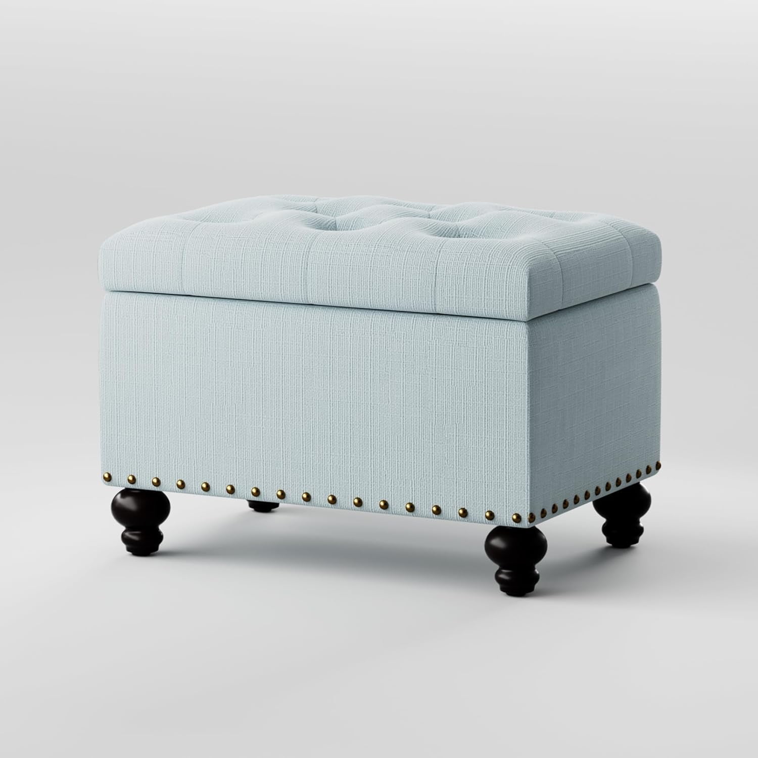 Small Ottoman with Storage, Upholstered Button Tufted Foot Rest, 24 ...