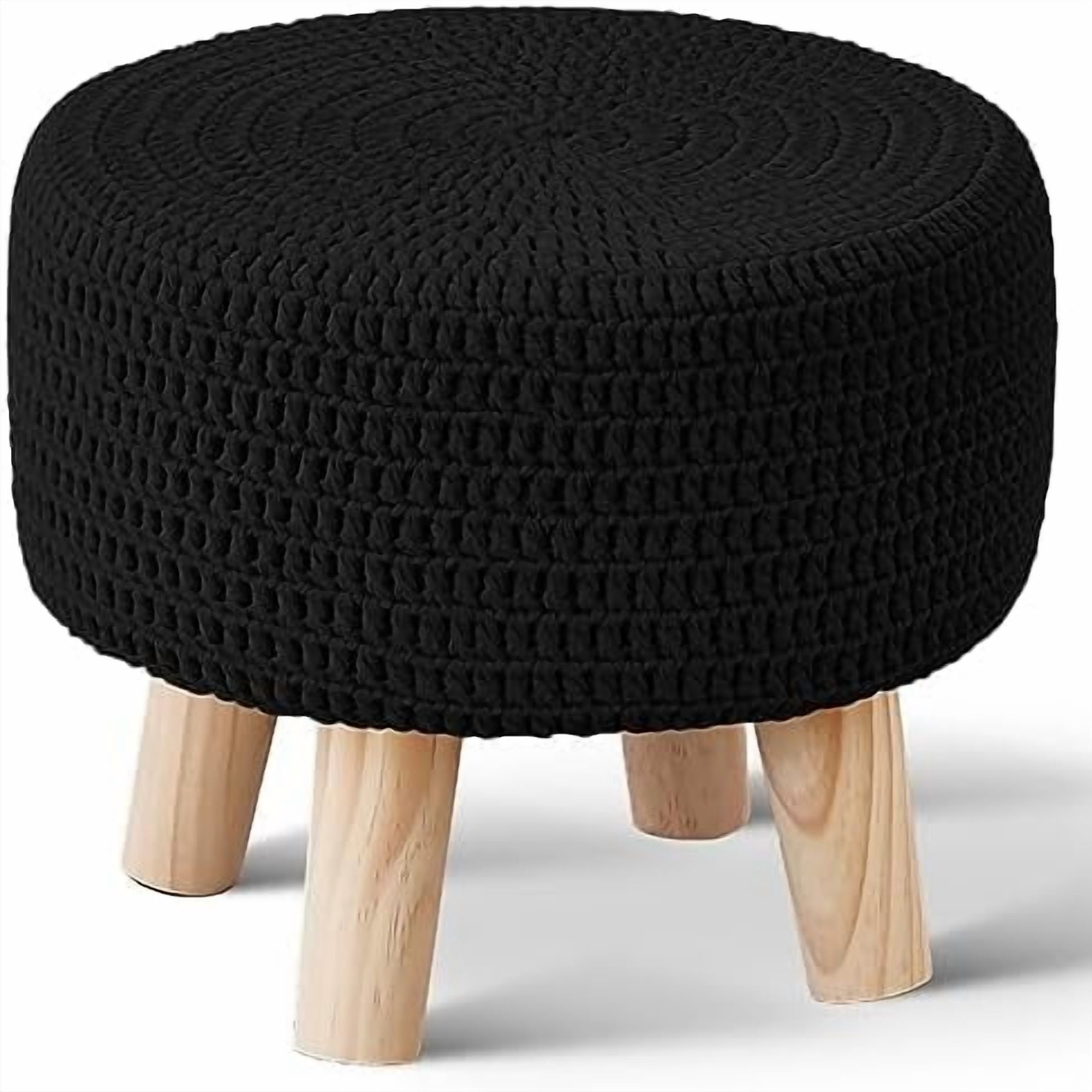 Small Ottomans, 100% Hand Knitted Pouf Ottoman, Round Footrest with 4 ...