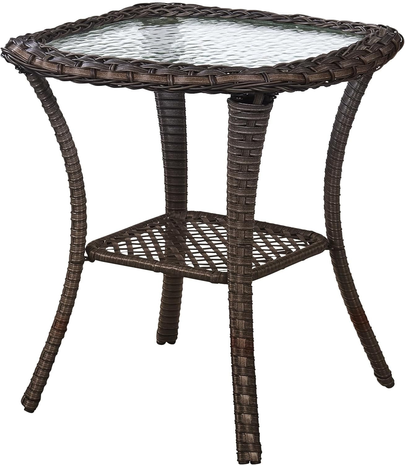 Small Outdoor Side Table - 50 LBS Weight Capacity Wicker Side Table ...