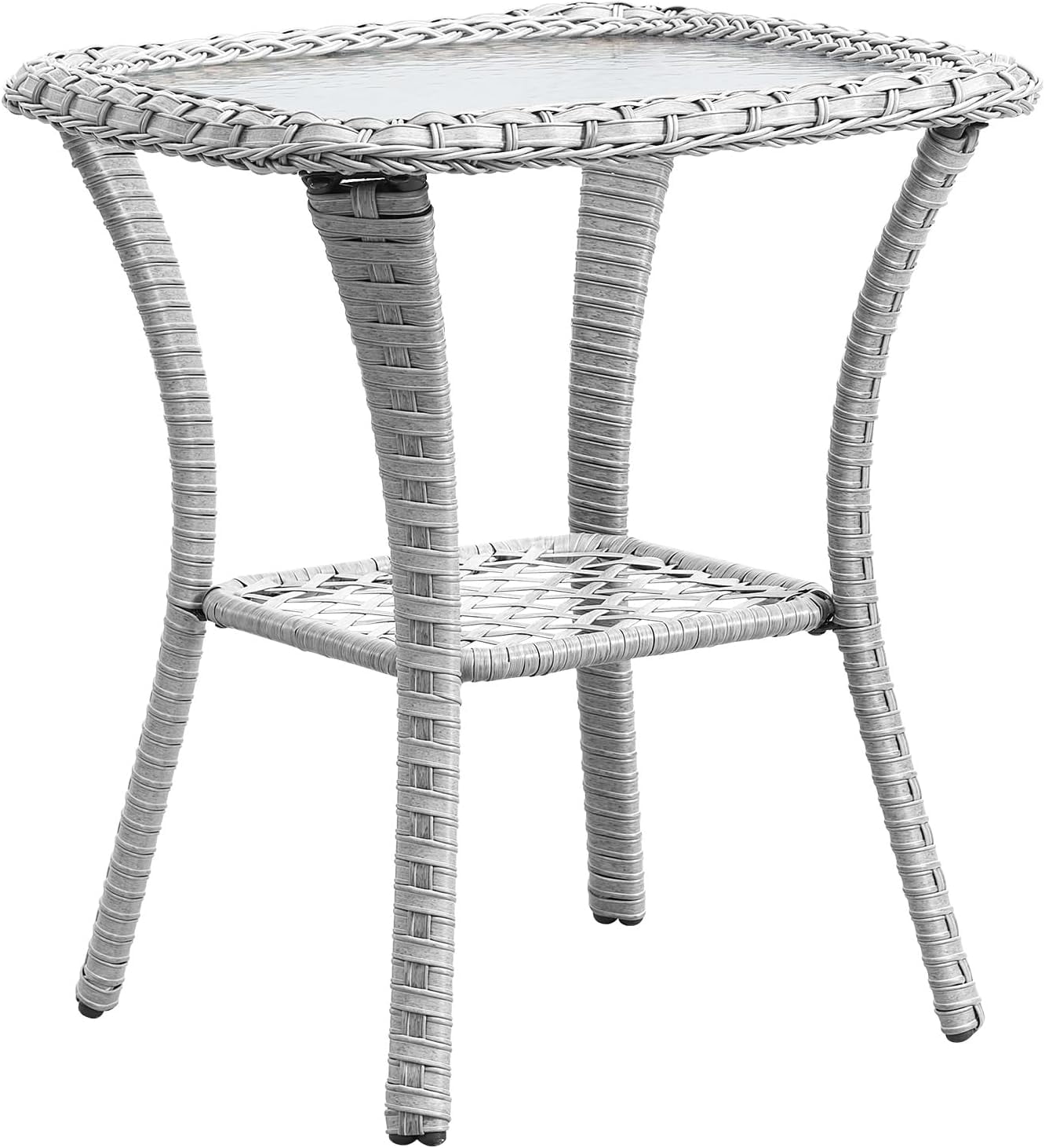 Small Outdoor Side Table - 50 LBS Weight Capacity Wicker Side Table ...